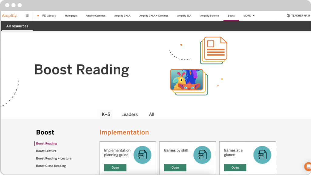 Boost Reading and Boost Lectura – Amplify